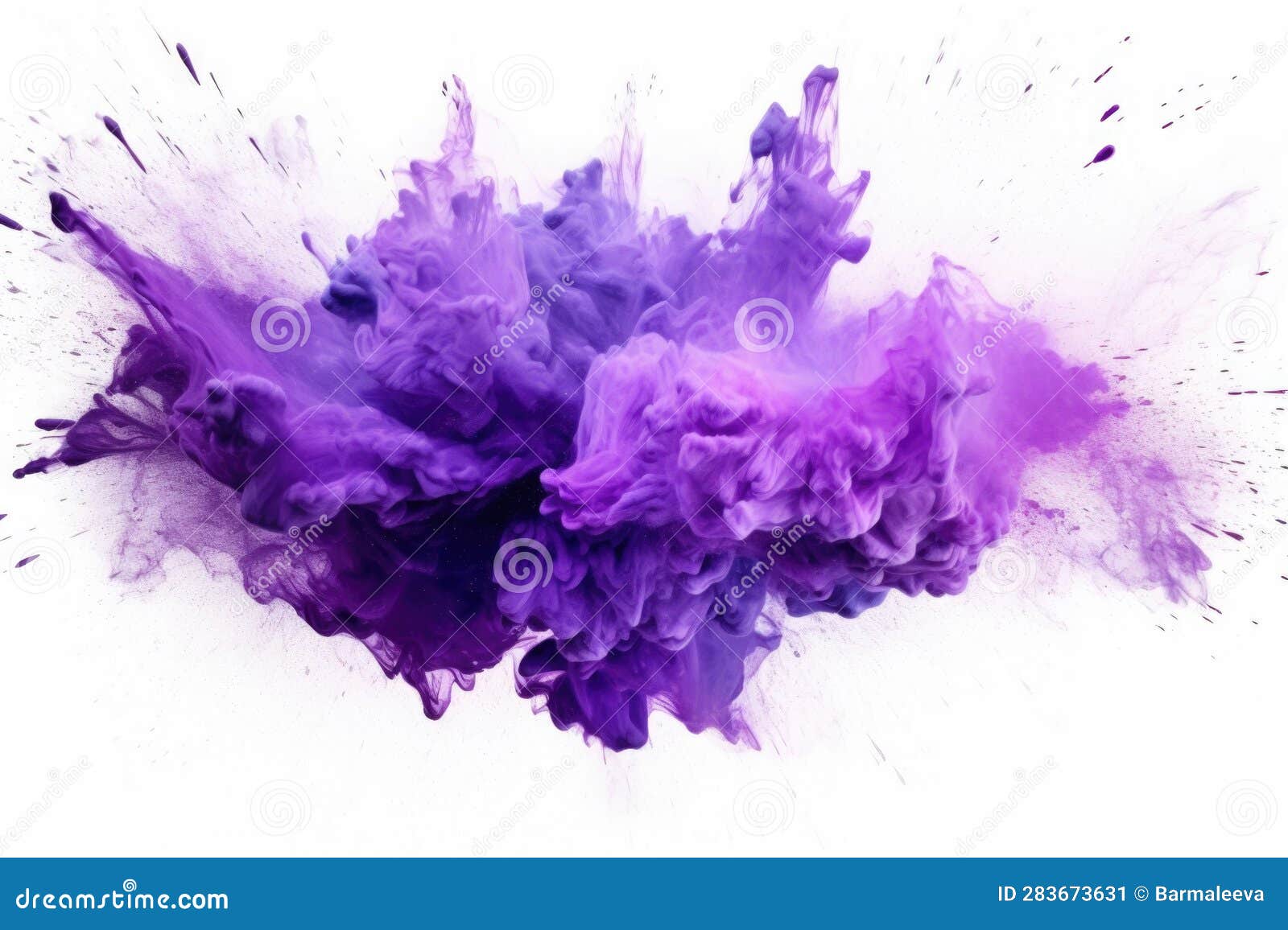 Explosion of Violet Paint on White Background. Fluid Background. Color ...