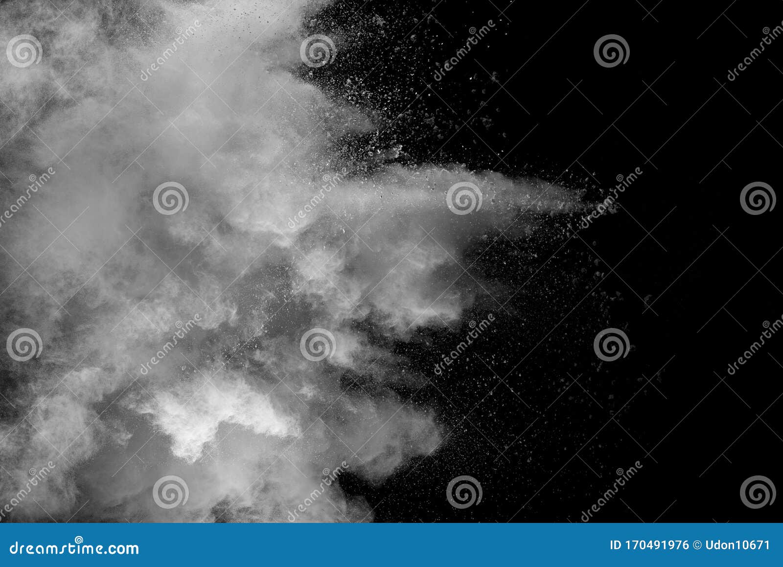 Explosion of White Dust on Black Background Stock Photo - Image of ...