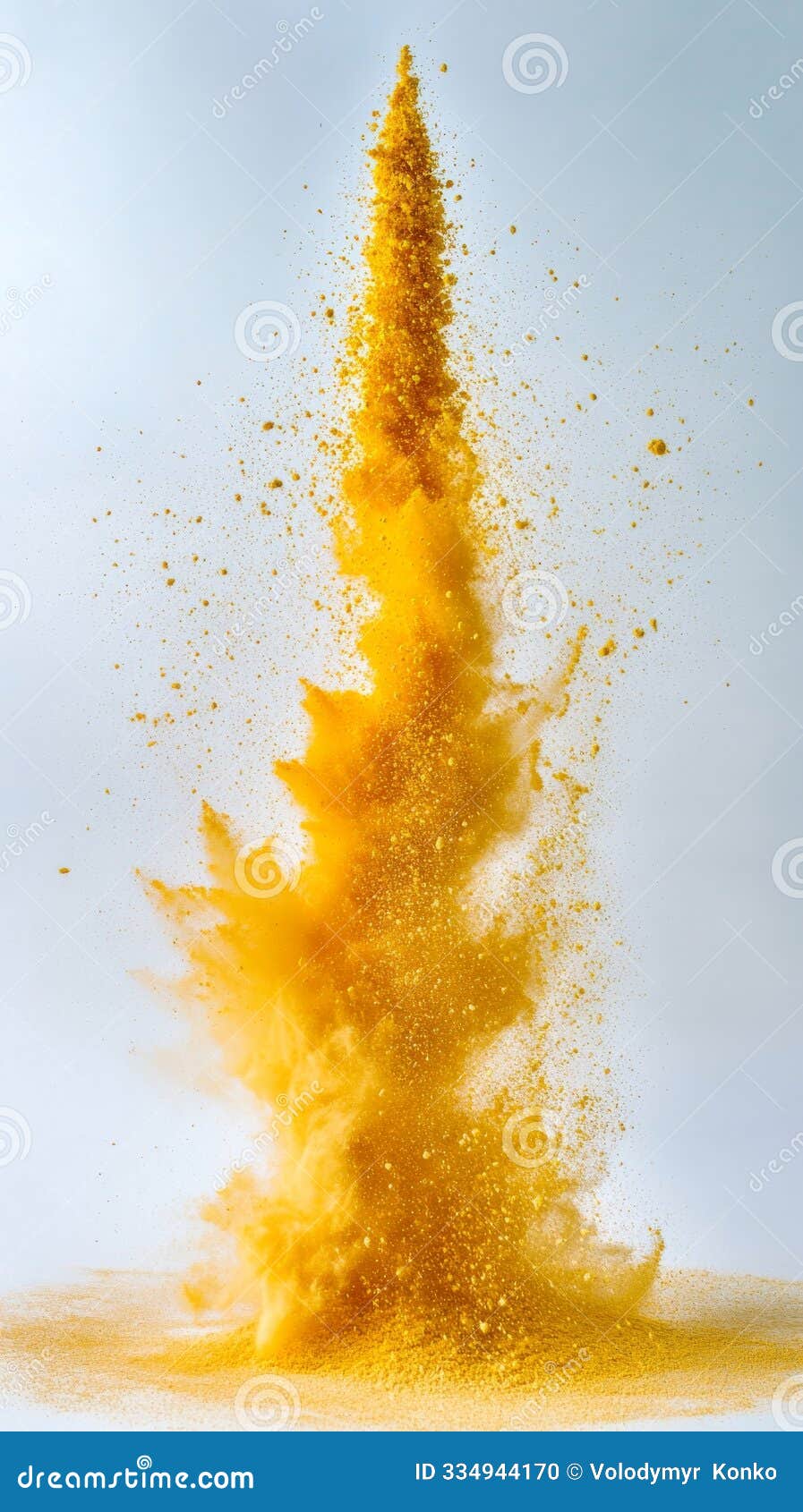 Explosion of Yellow Powder Against a White Background Stock Photo ...