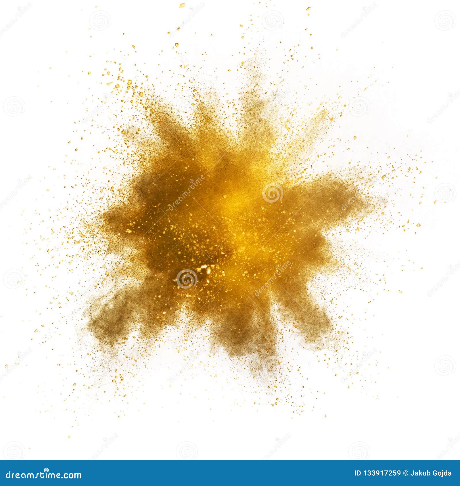Explosion of Yellow Powder on White Background Stock Image - Image of ...