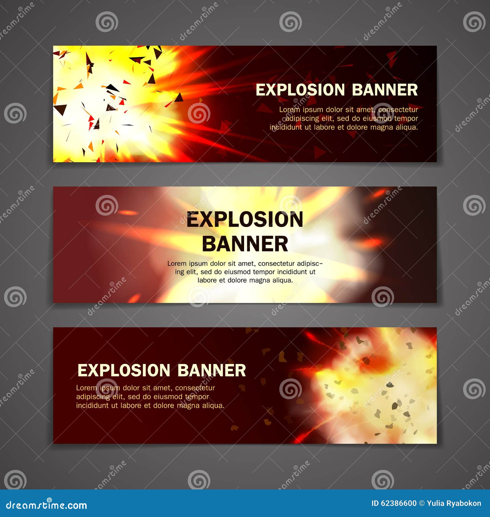 Explosions banners set stock vector. Illustration of shape - 62386600