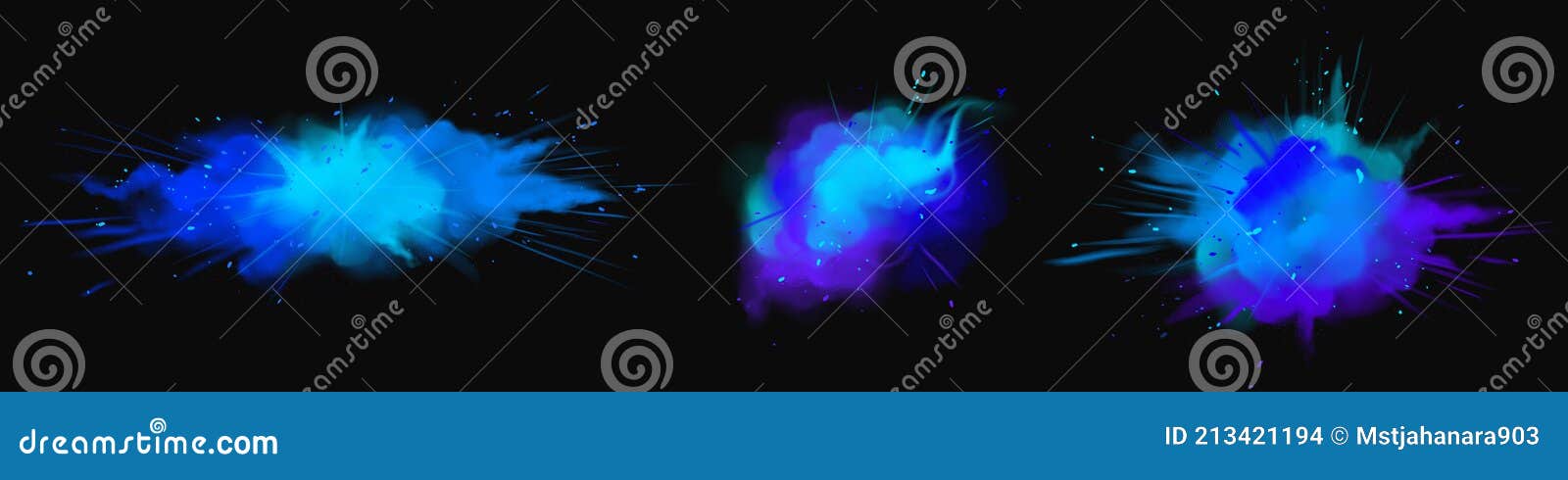 Explosions of Blue Powder, Paint Dust Stock Vector - Illustration of ...