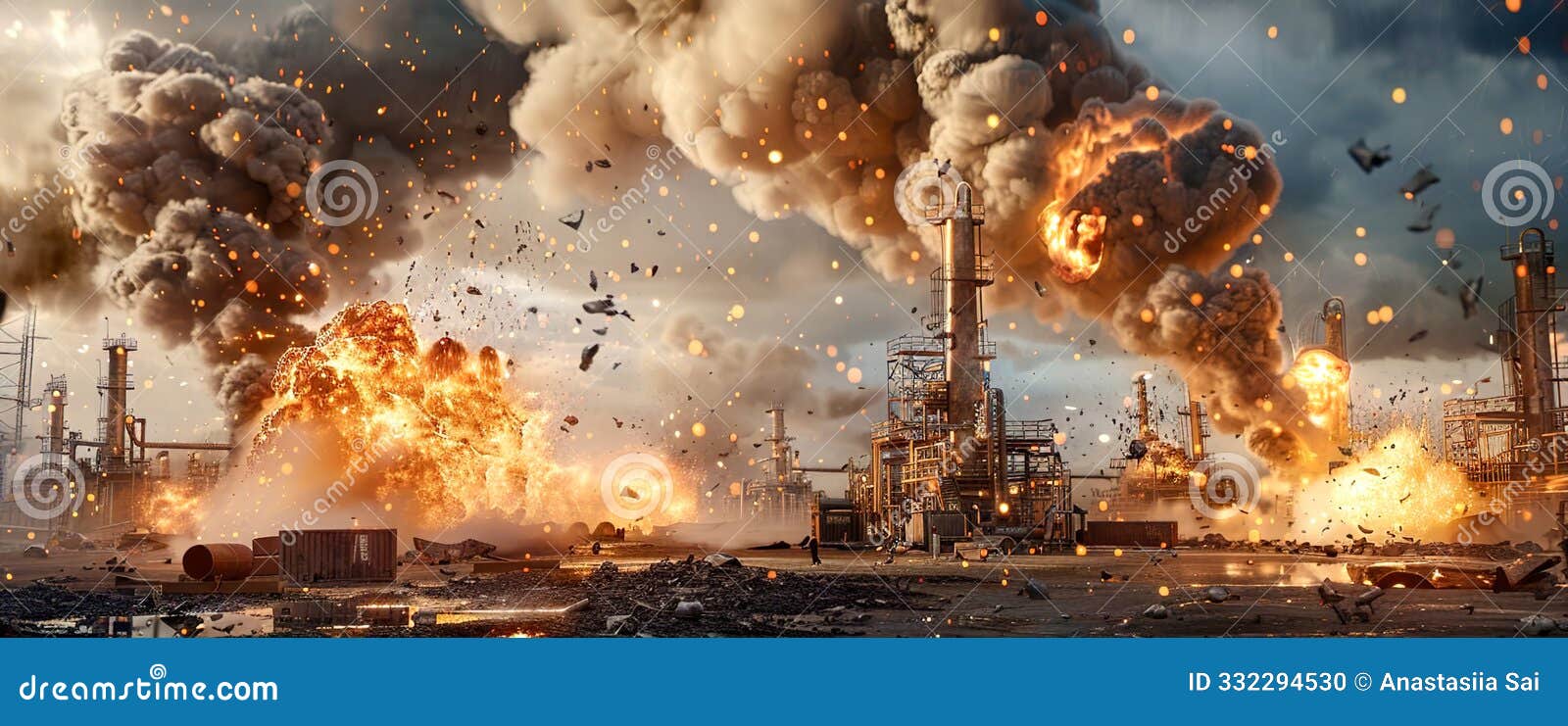 Explosions at a Chemical Plant Stock Photo - Image of work, energy ...