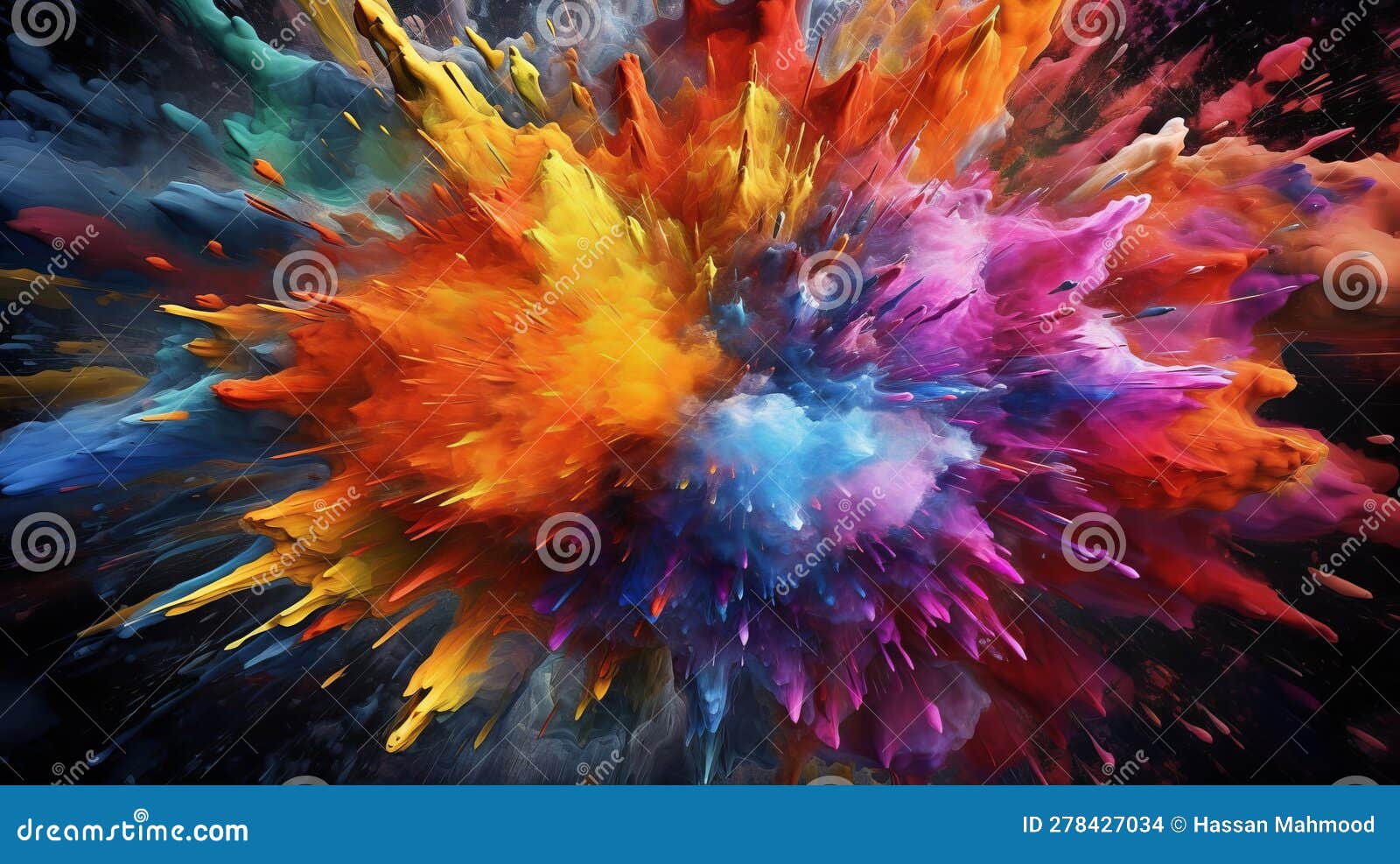 Explosions of Colors on a Picture, Many Colors, Dynamic, Modern, Visual ...