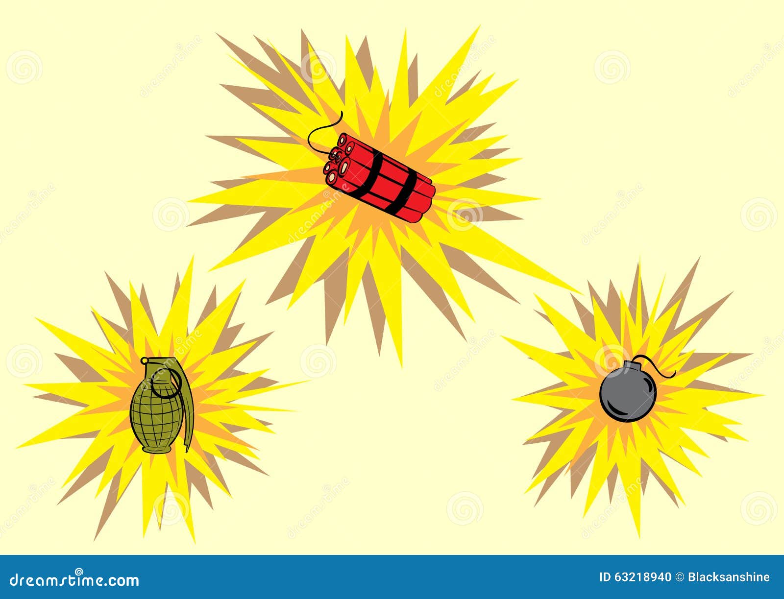 Explosions with Dynamite and Bombs Stock Vector - Illustration of blast ...