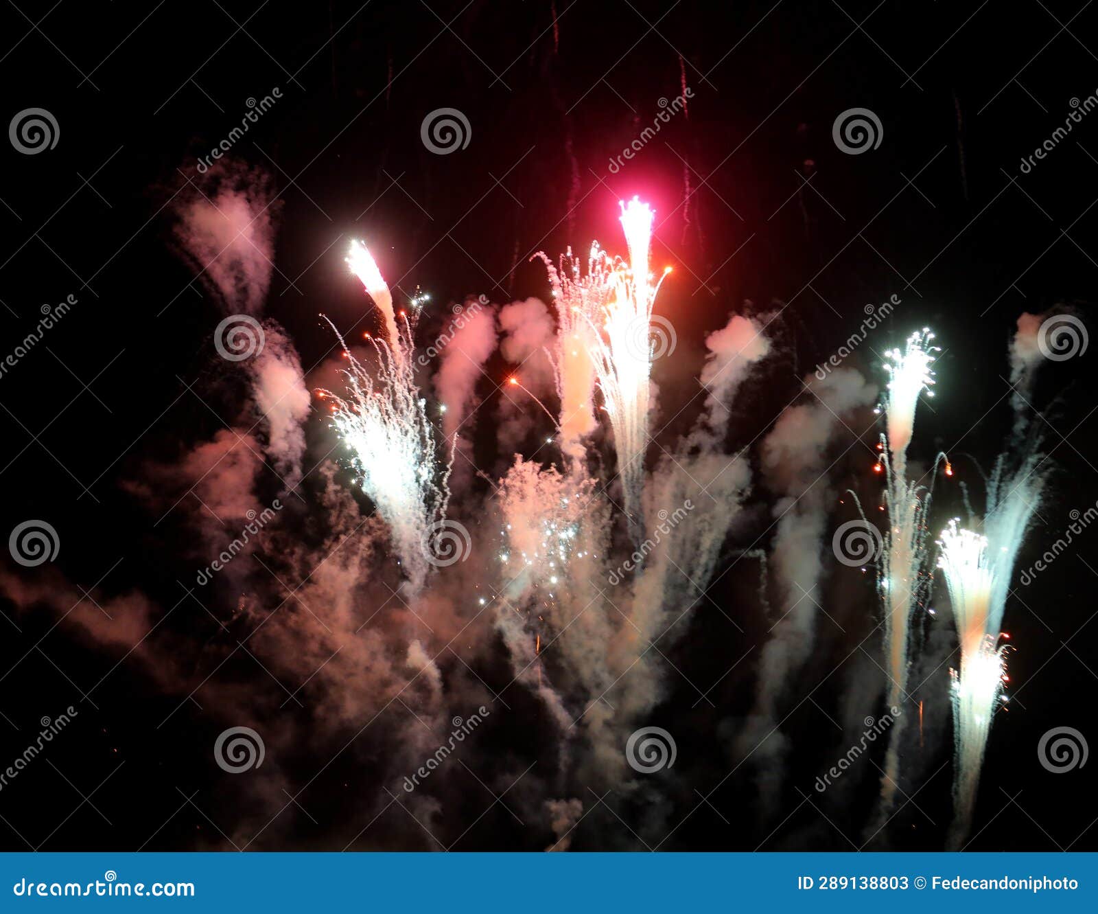 Explosions of Huge Fireworks during the Festivities at Night Stock ...