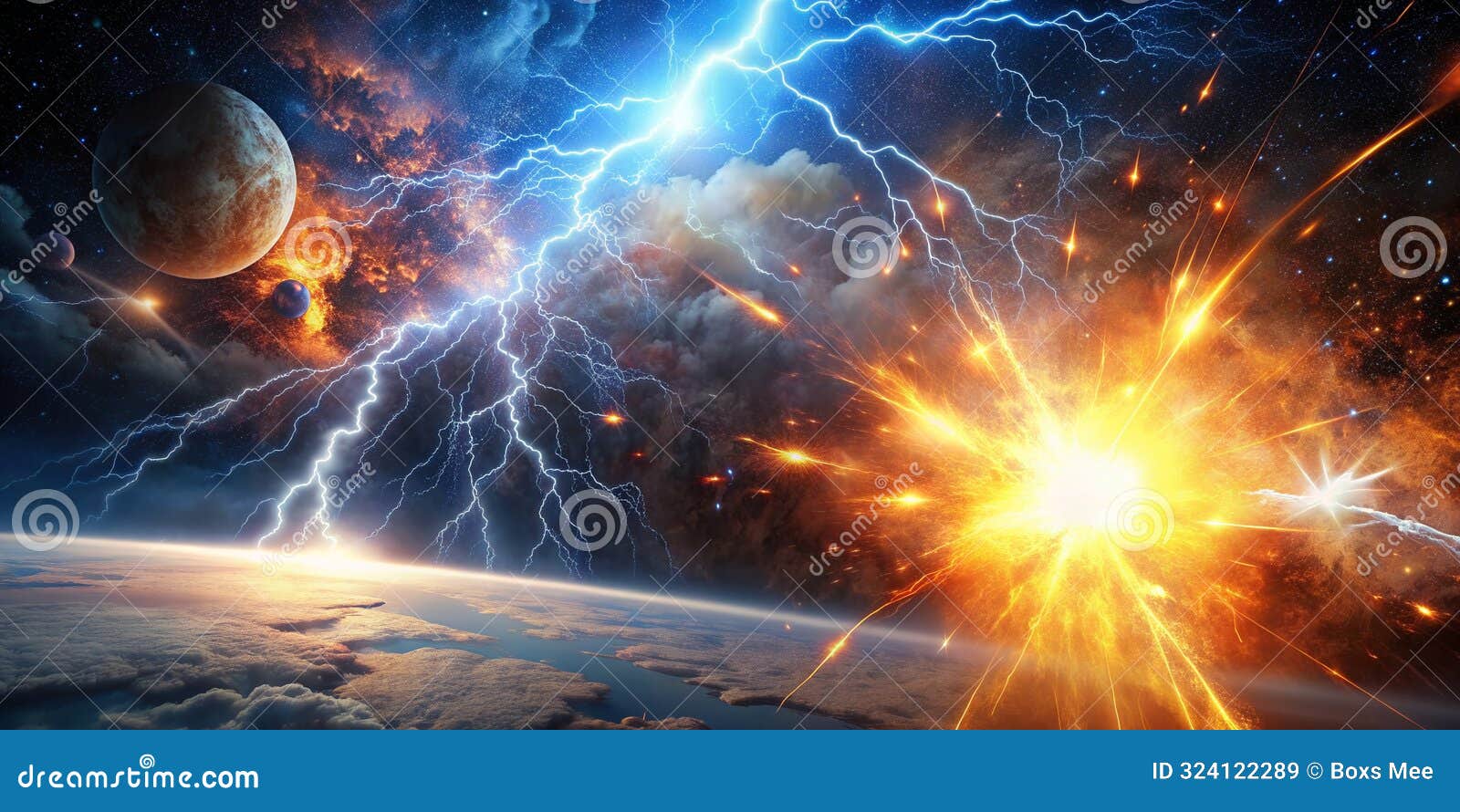 Explosions and Lightning in Outer Space AI-Generated Content Stock ...
