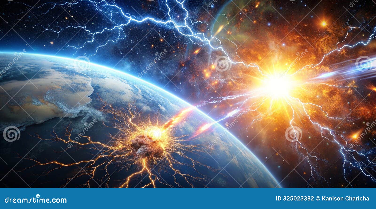 Explosions and Lightning in Outer Space Generative AI Stock ...