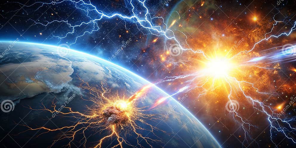 Explosions and Lightning in Outer Space Generative AI Stock ...
