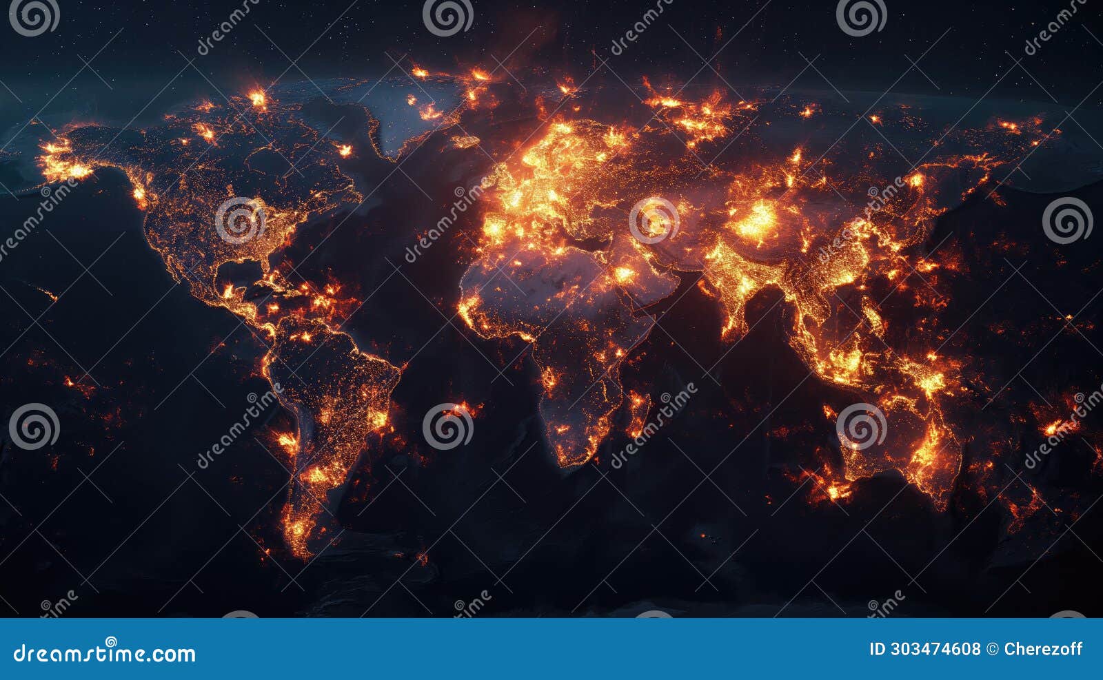 World Map with Explosions in Places of Armed Conflicts Stock Photo ...