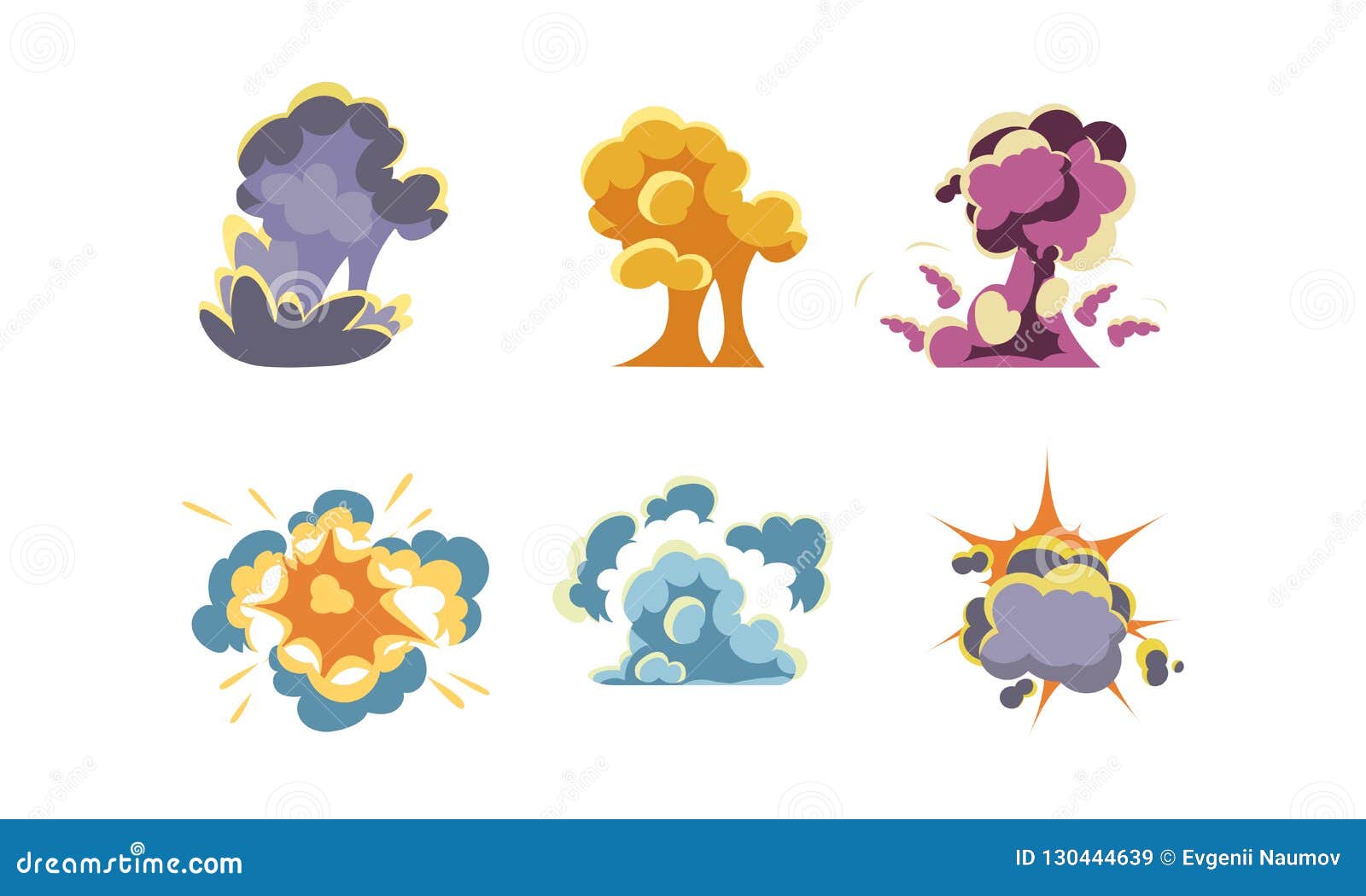 Explosions Set, Special Effects Elements Vector Illustration on a White ...