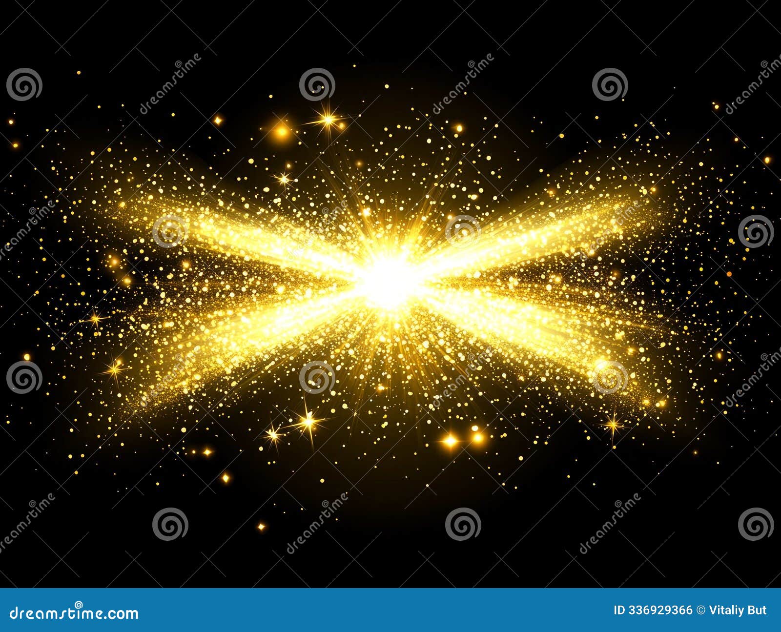 Explosive Array of Golden Particles Bursts Outward, Creating Glowing ...