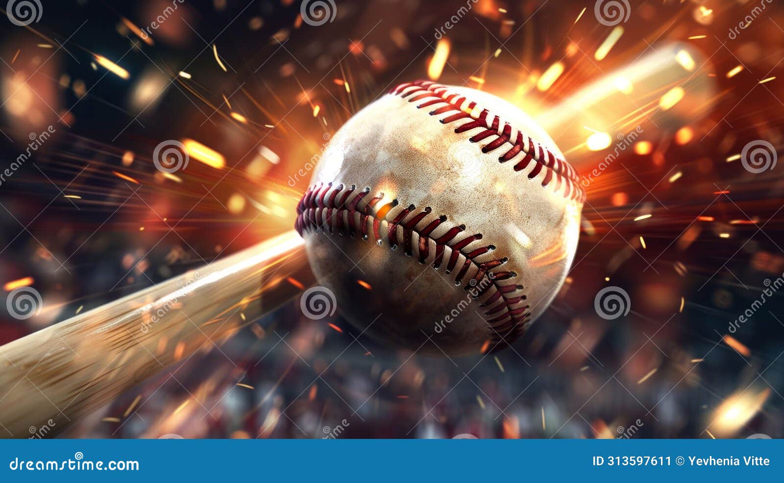 Explosive Baseball Impact on the Field. Generative Ai Stock ...