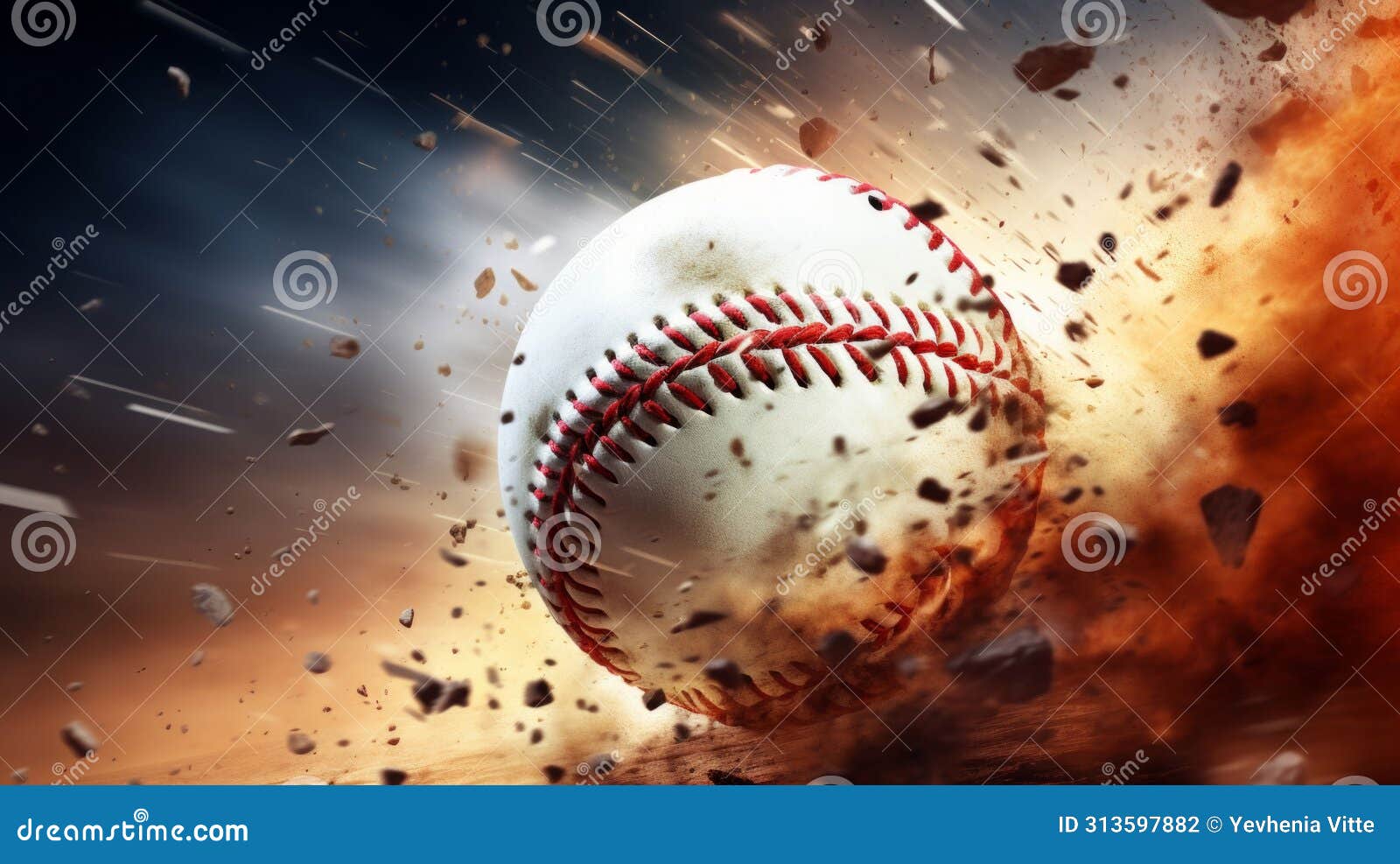Explosive Baseball Impact on the Field. Generative Ai Stock ...