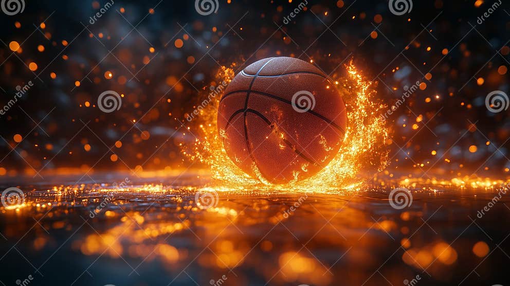 Explosive Basketball with Glowing Energy Effect in Motion Stock ...