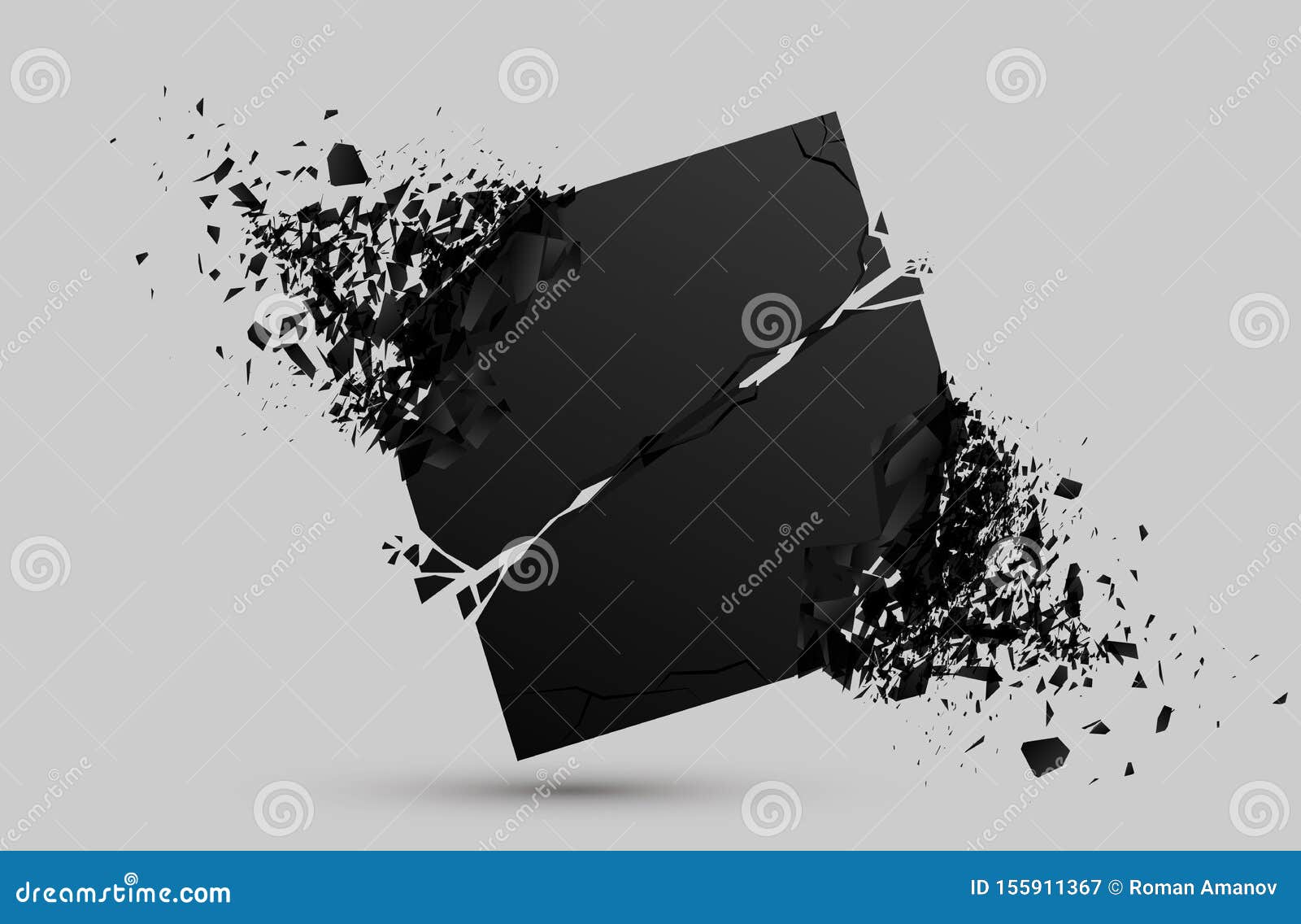 Explosive Black Stone stock vector. Illustration of broken - 155911367
