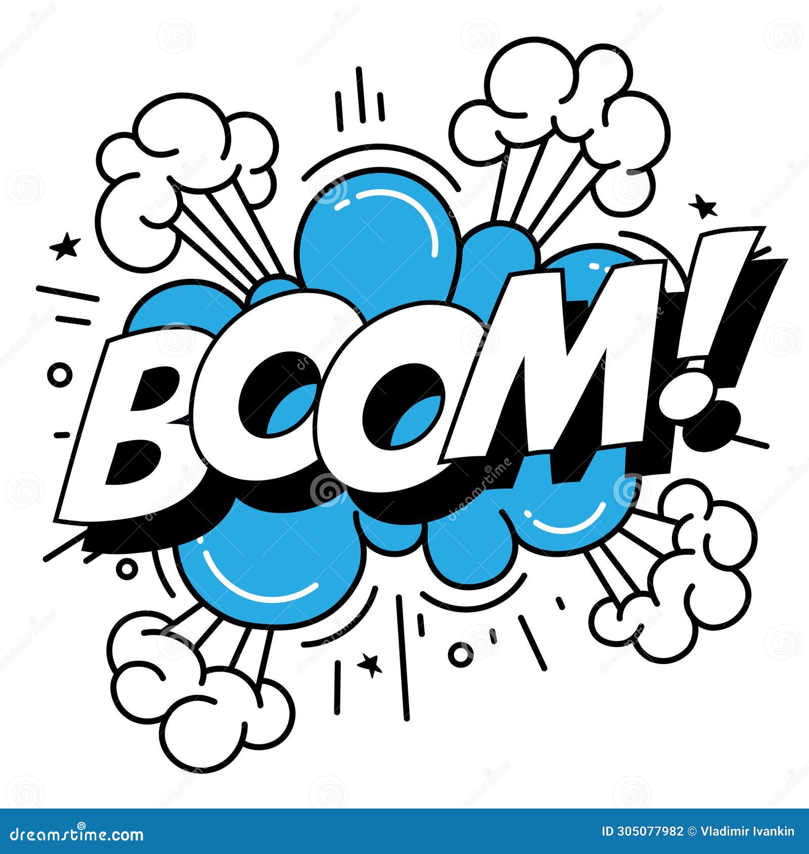 Explosive Blue BOOM Comic Burst Stock Illustration - Illustration of ...