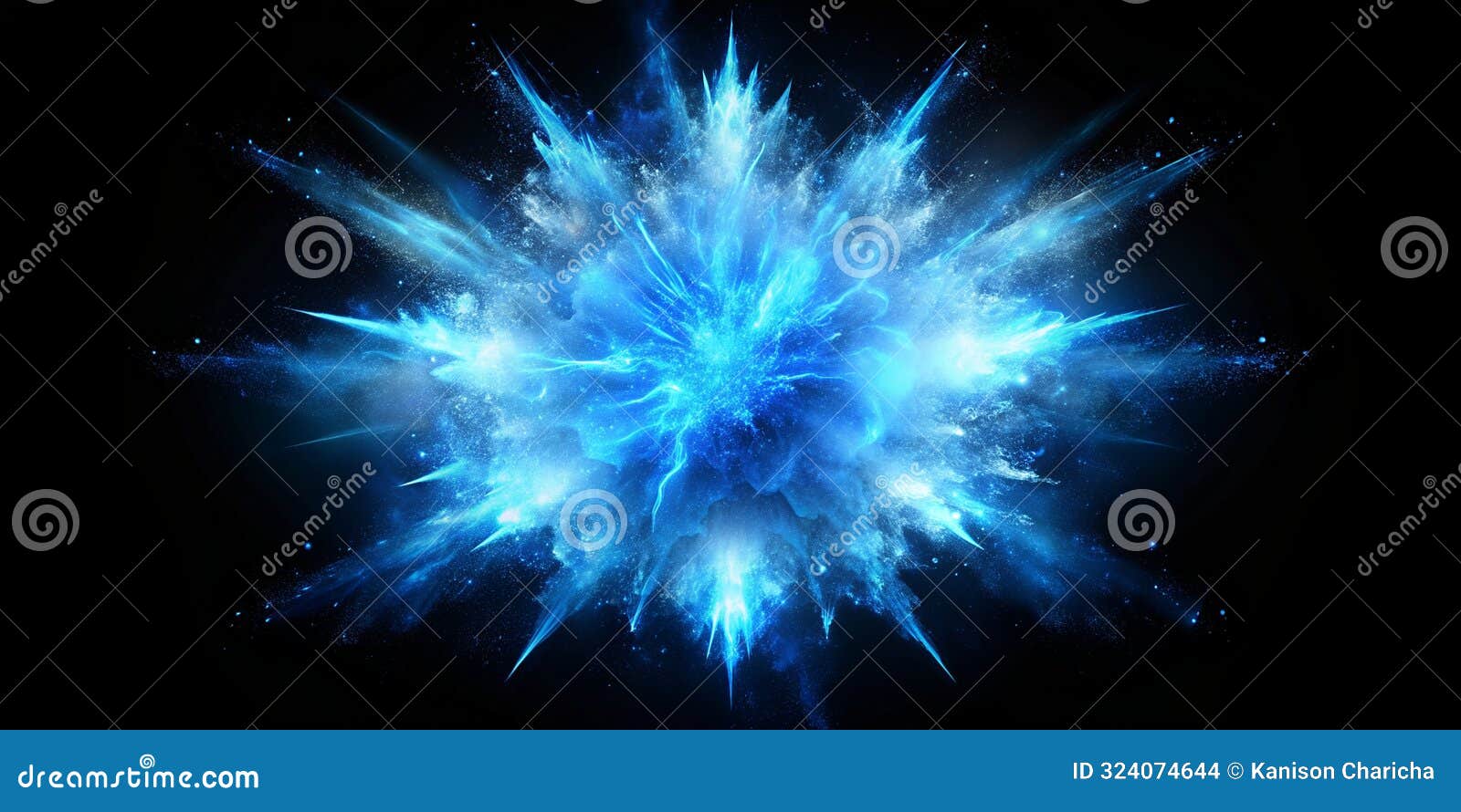 Explosive Blue Burst on Dark Background Creative AI Stock Illustration ...
