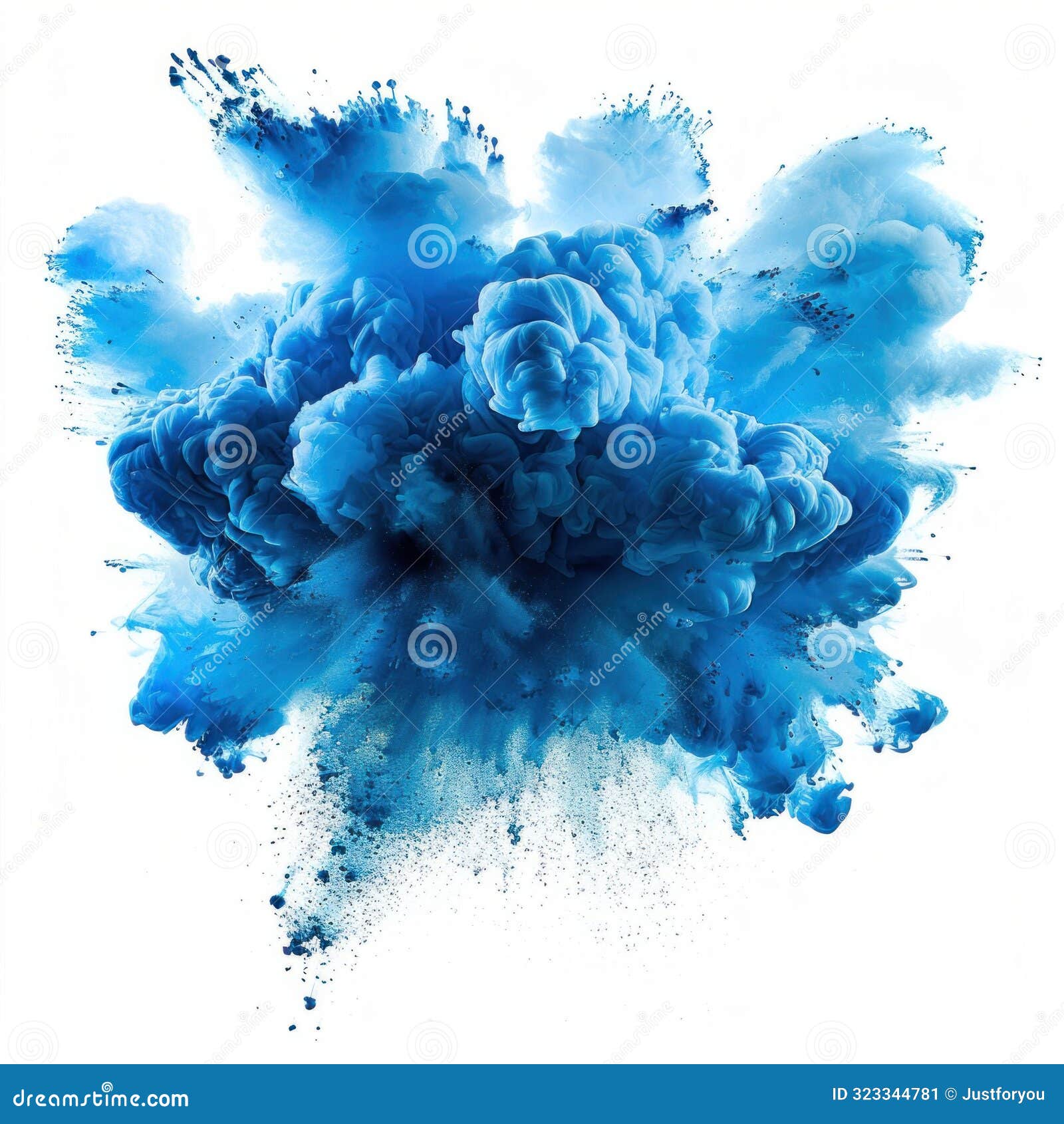Explosive Blue Ink Splash on White Background. Generative Ai Stock ...