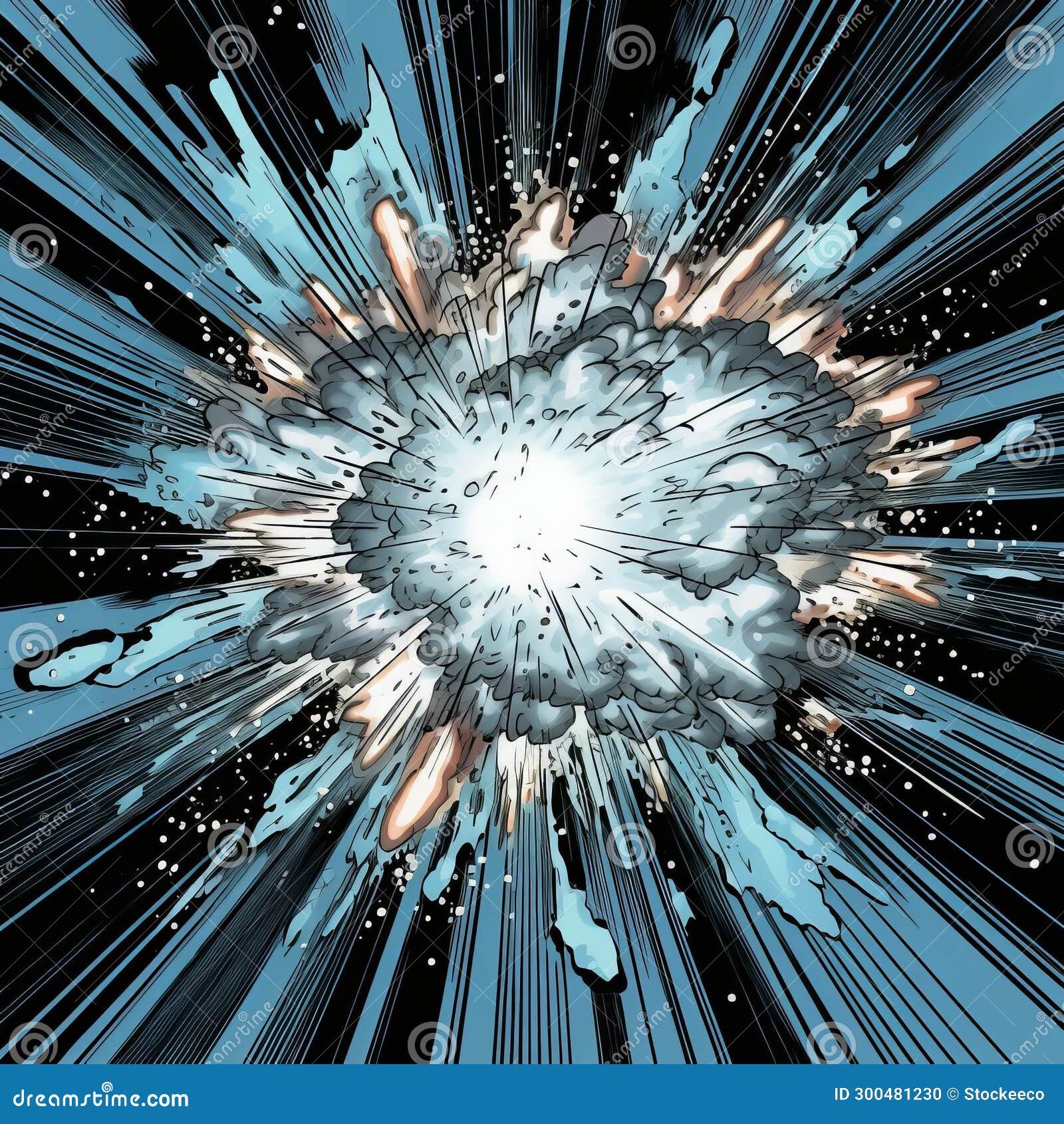 Explosive Blue Space: Detailed Comic Book Art in 8k Resolution Stock ...