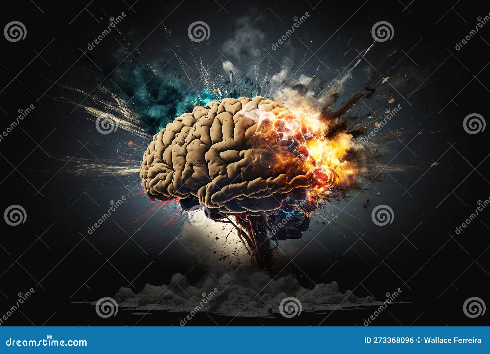 Explosive Brain. Conceptual Image Representing Big Ideas. Generative AI ...