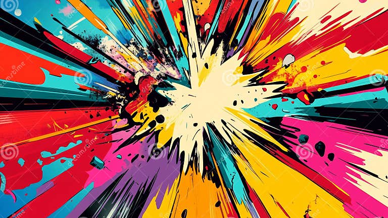 Explosive Burst of Colorful Abstract Paint Splashes Stock Image - Image ...