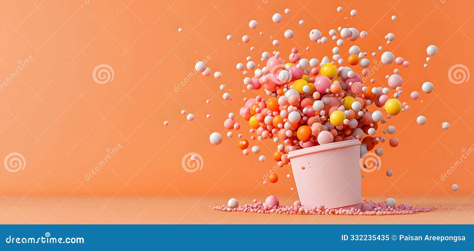 Explosive Burst of Colorful Bubbles from a Container Against a Bright ...