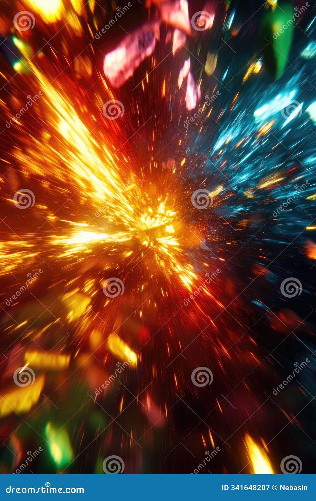 Explosive Burst Of Vivid Orange And Blue Abstract Clouds In Dynamic ...