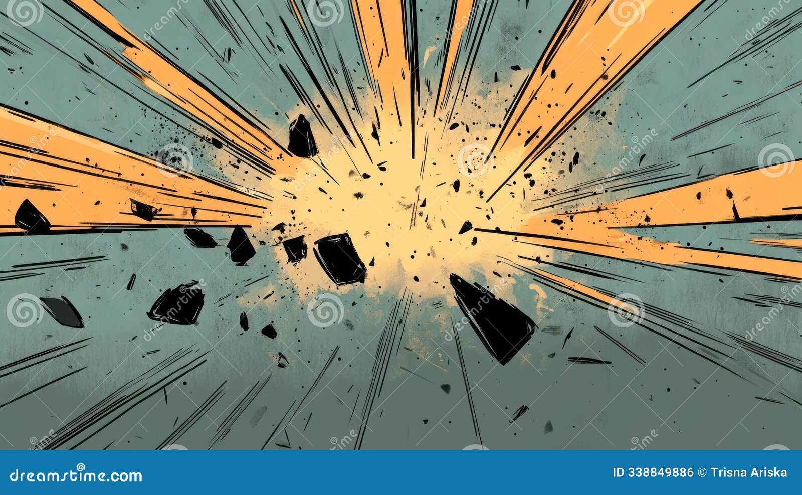 Explosive Burst with Debris and Dynamic Lines Conveying Motion and ...