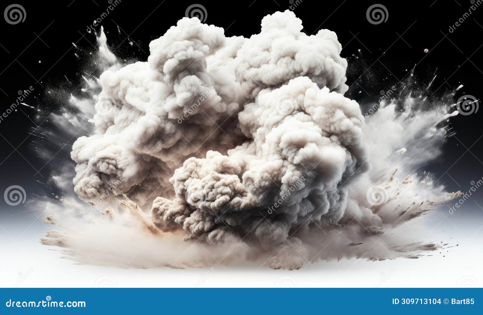 Explosive Burst of Dense Smoke Clouds Isolated on White Background ...