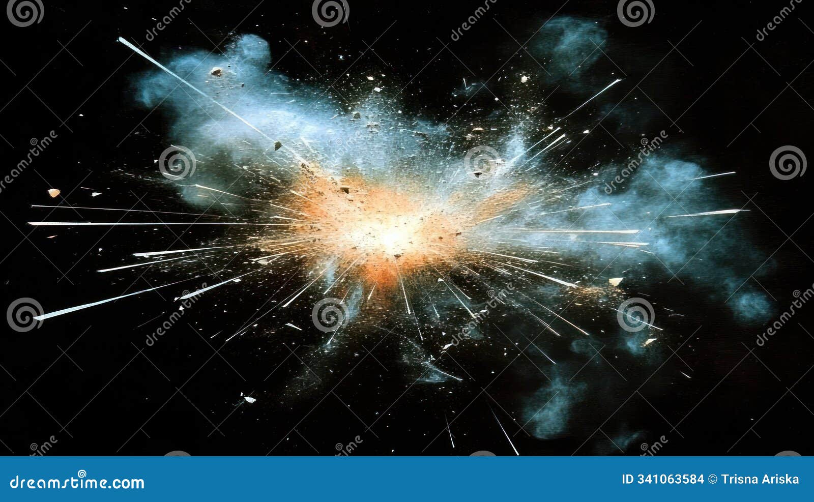 An Explosive Burst of Energy with Debris and Smoke, Illustrating a ...