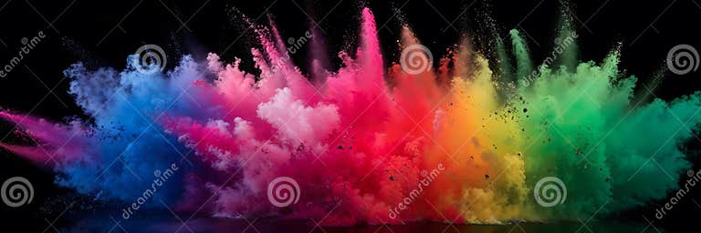 Explosive Burst of Vibrant Colored Powder Against a Dark Background ...