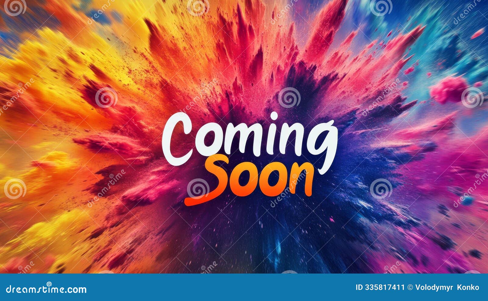 Explosive Burst of Vibrant Colors with Coming Soon Text, Abstract ...