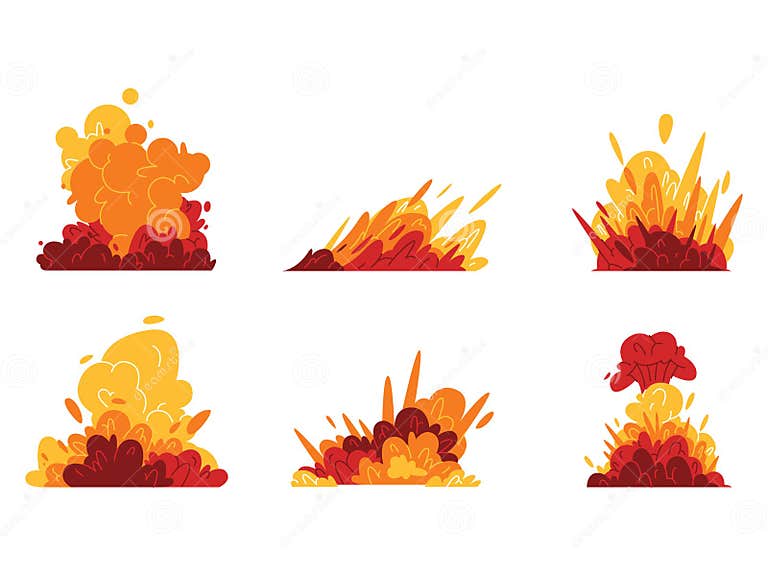 Explosive Cartoon Bomb Nuclear Detonation Explosion Effect Scene Set ...