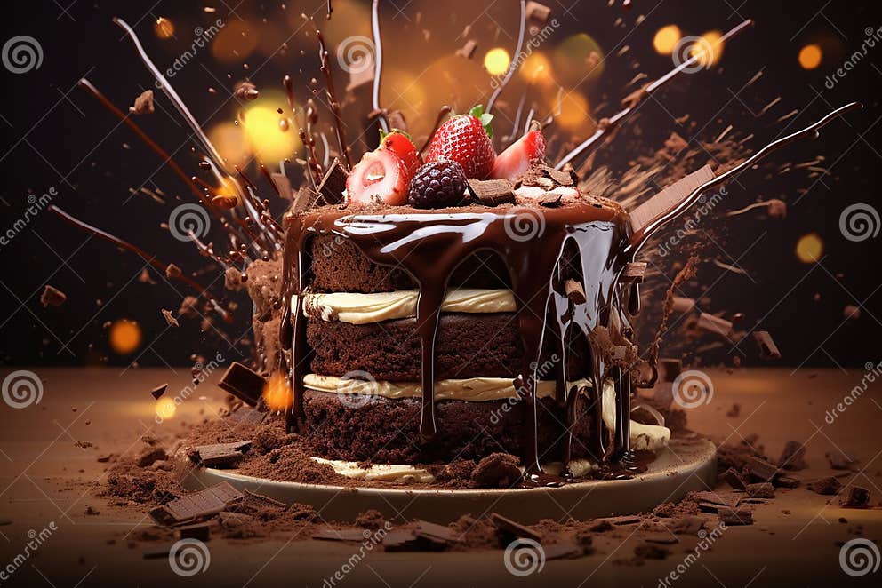 Explosive Chocolate Cake Flavor Concept Stock Image - Image of cake ...