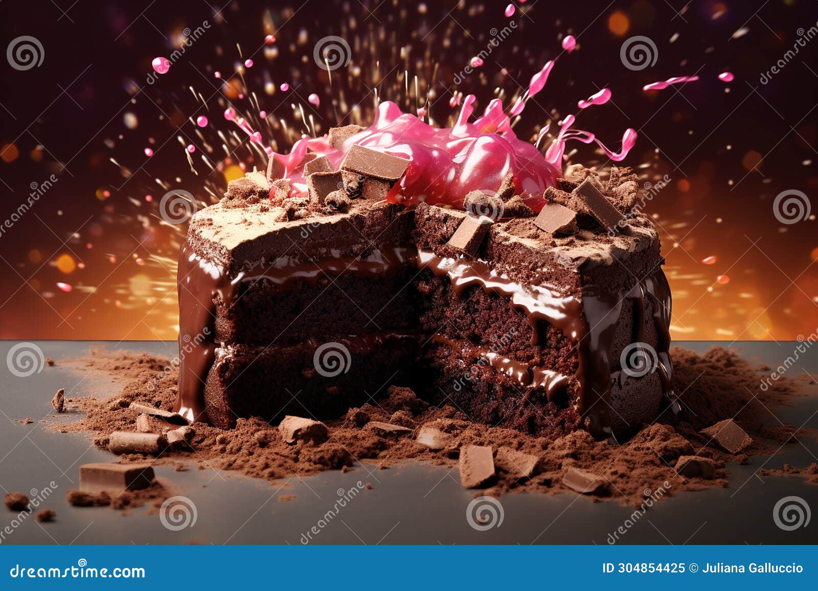 Explosive Chocolate and Strawberry Cake Flavor Concept Stock Image ...