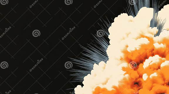 Explosive Cloud with Abstract Fiery Burst Against Dark Background Stock ...