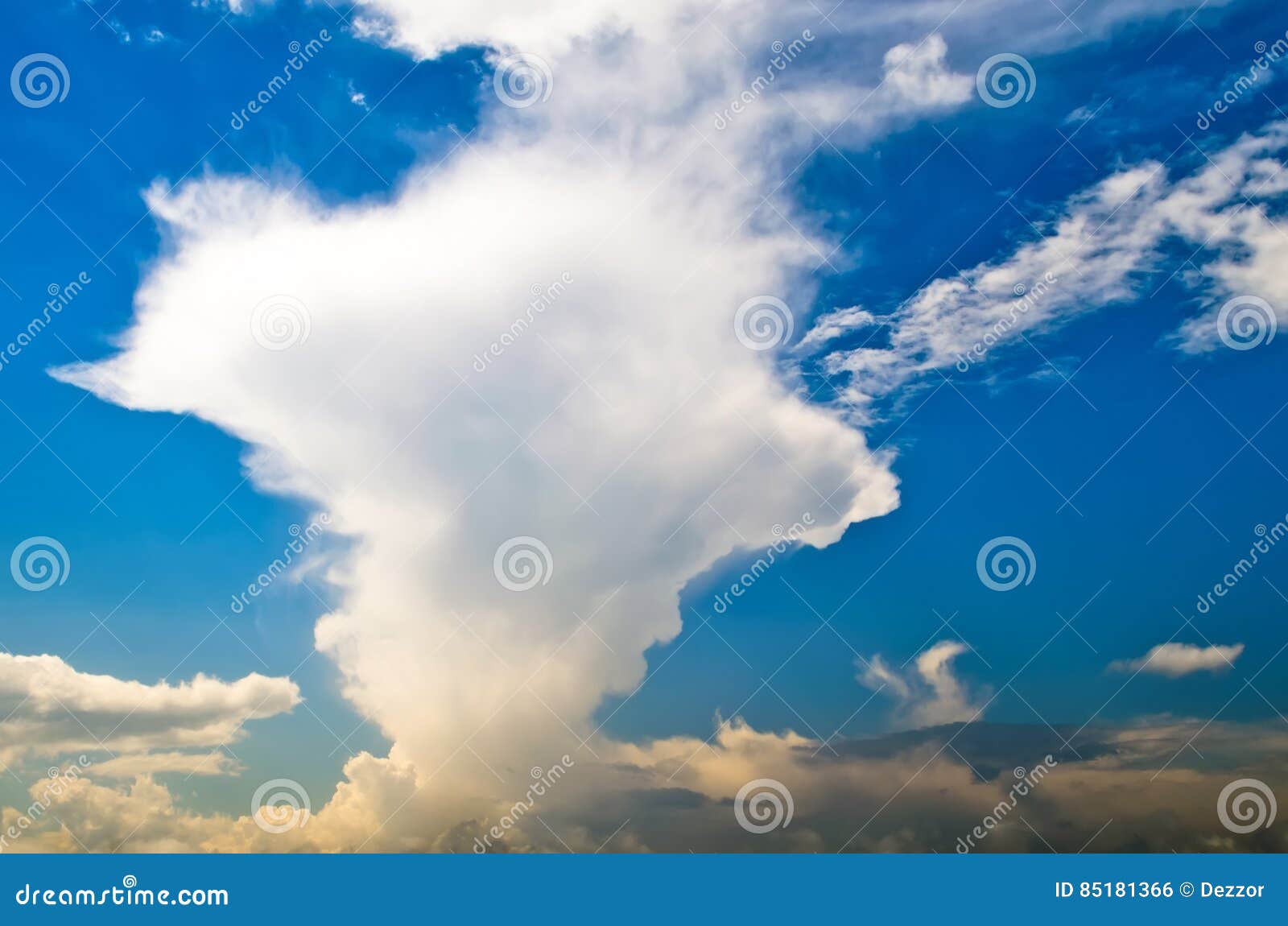 Explosive Cloud Blue Sky Storm Summer Sun Light Stock Photo - Image of ...