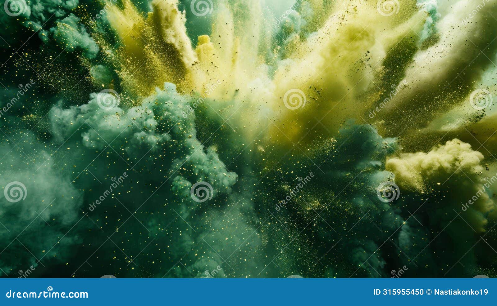 Explosive Clouds of Green and Yellow Dust with Sparkling Particles ...