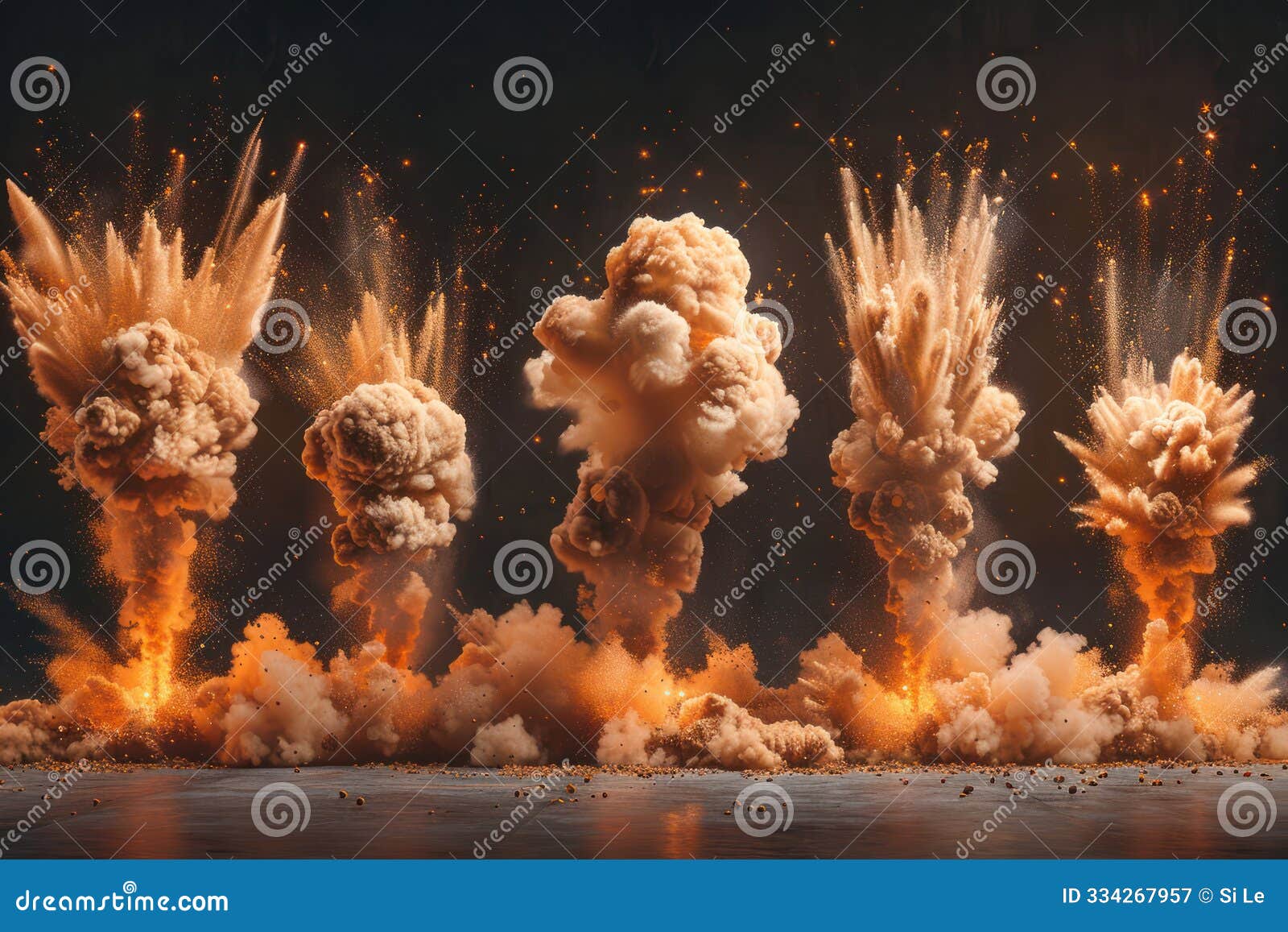 Explosive Collection: Set of Explosions Isolated on Dark Background ...