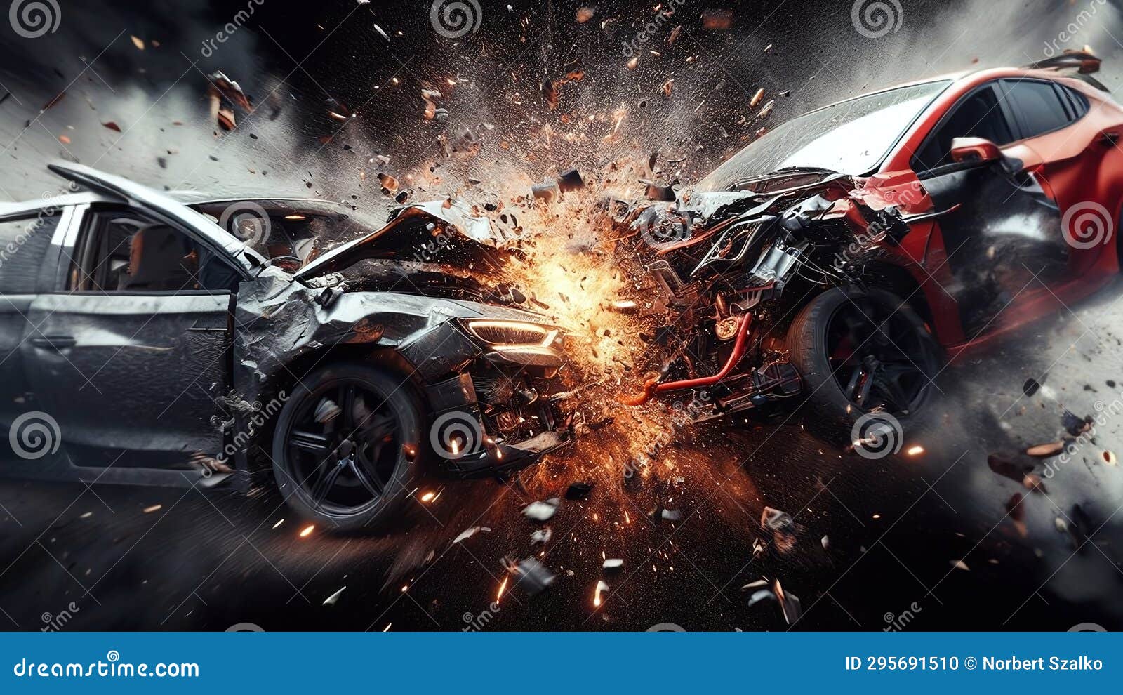 Explosive Collision - AI Generated Illustration, Realistic Stock ...