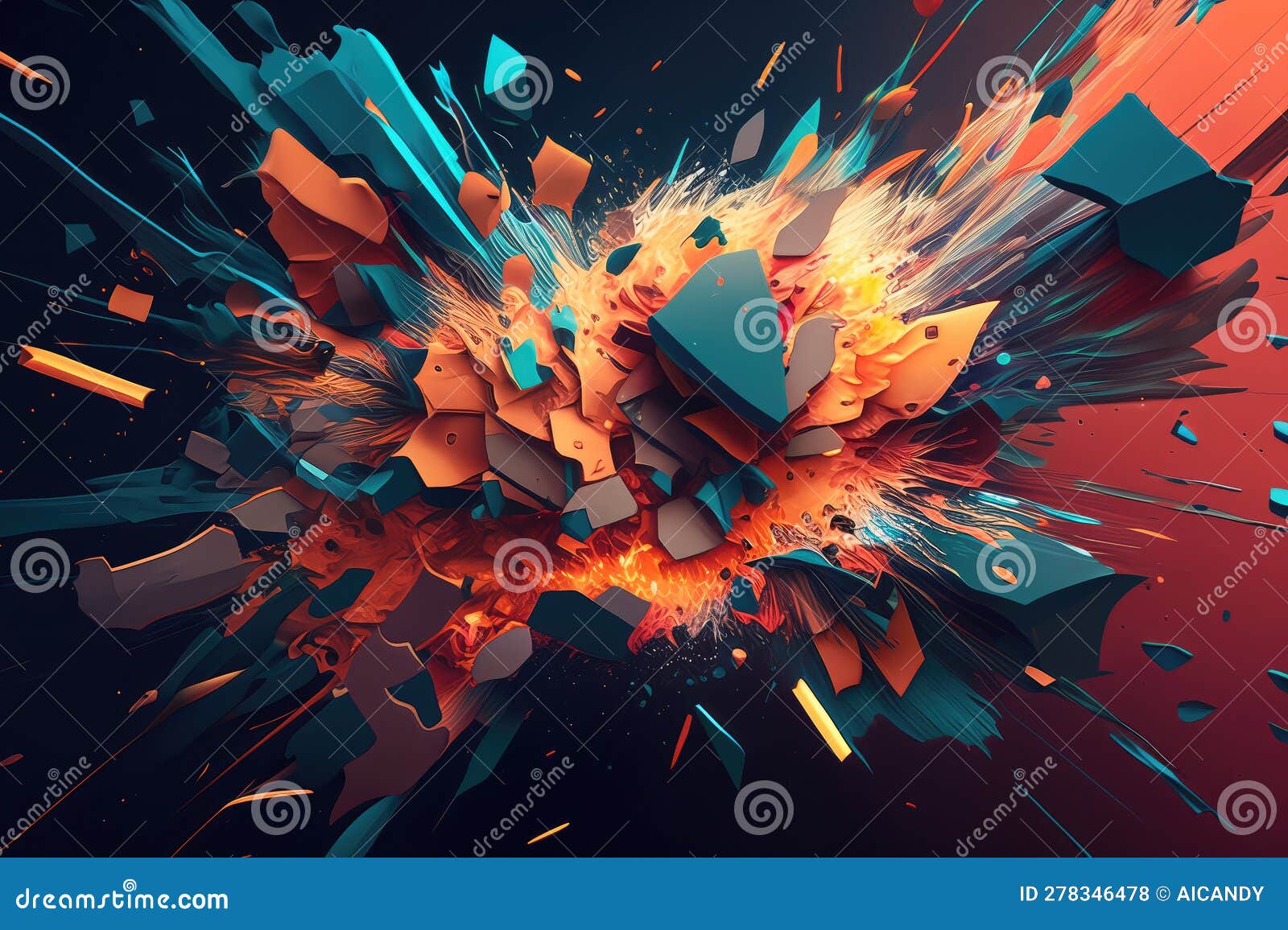 Explosive Collision of Overlapping Shapes and Colors Stock Illustration ...