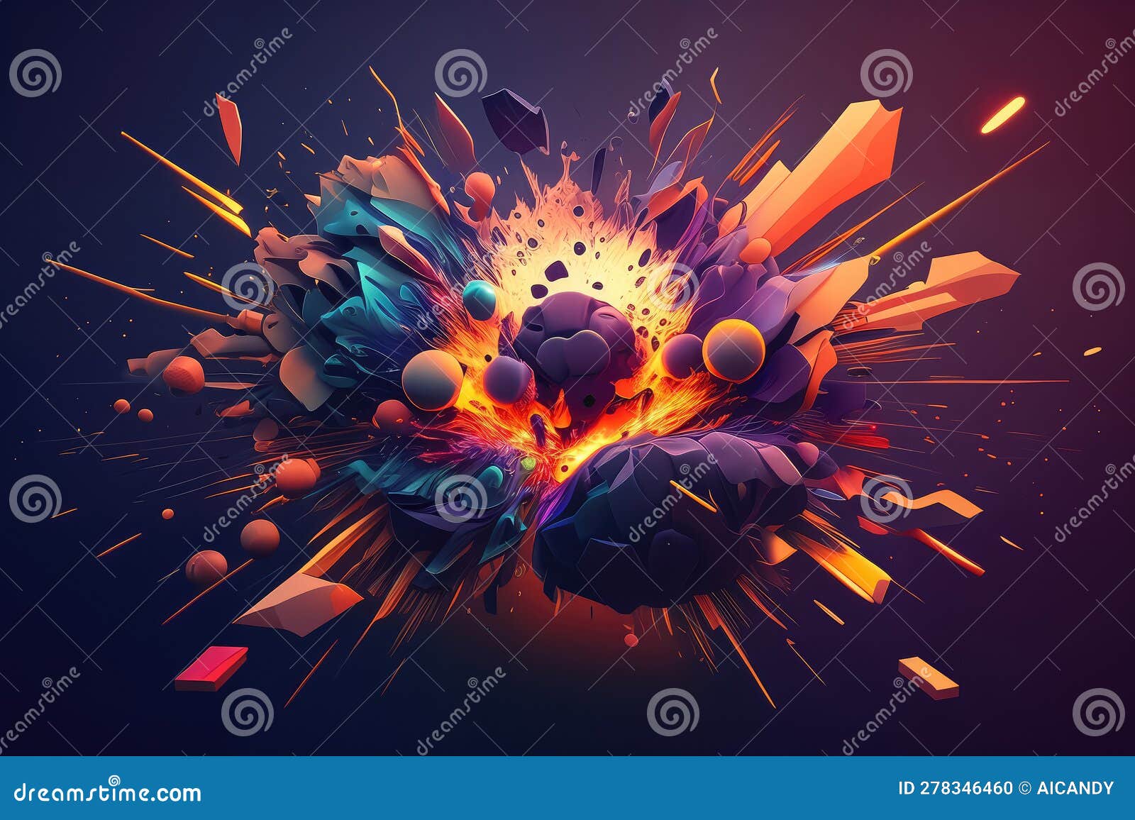Explosive Collision of Overlapping Shapes and Colors Stock Illustration ...
