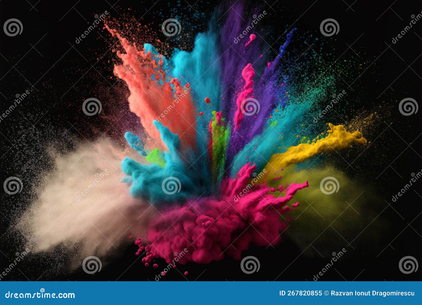 Explosive Color Powder Burst Rainbow Colors Dust Splash Concept. Ai ...