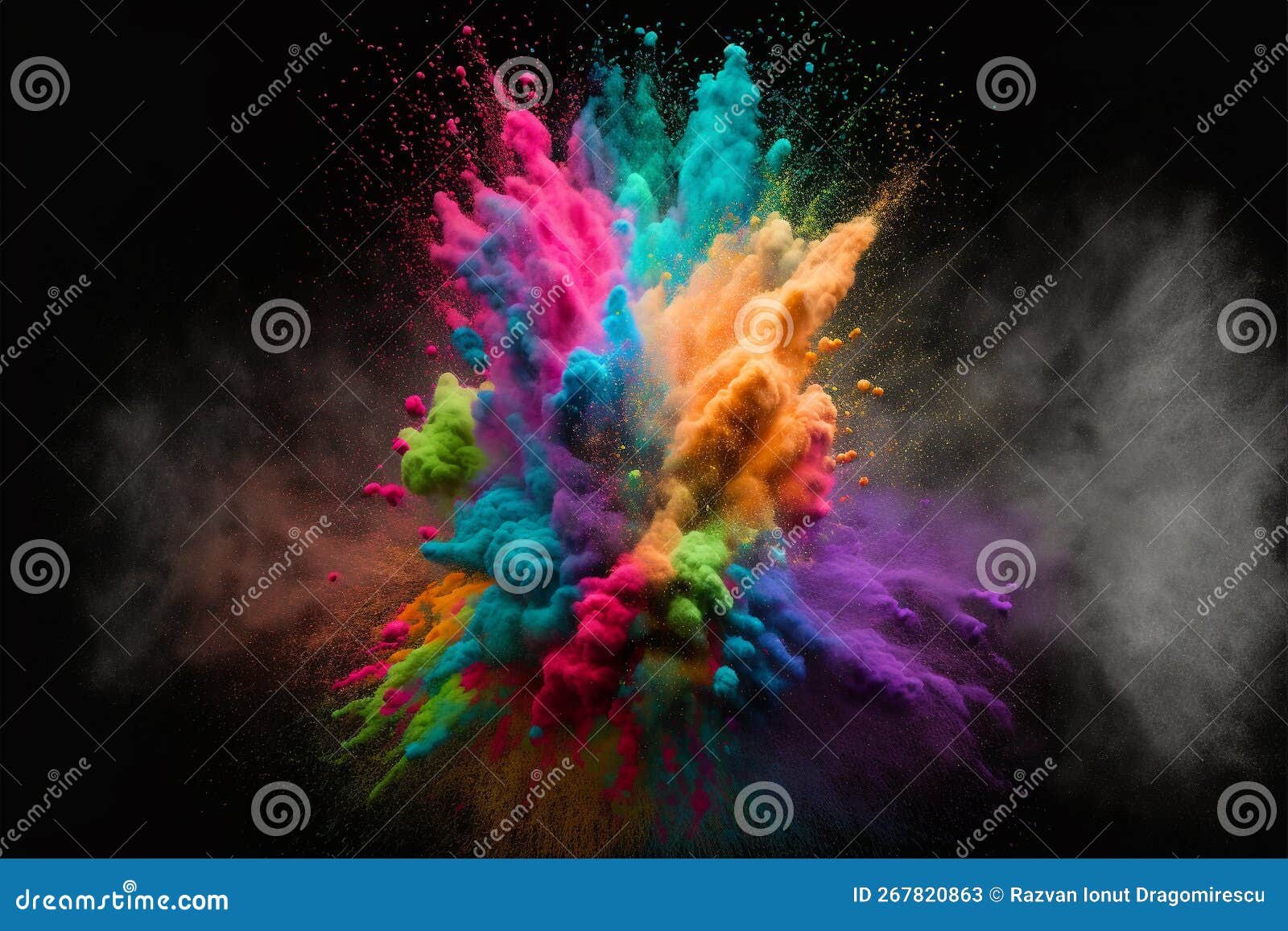 Explosive Color Powder Burst Rainbow Colors Dust Splash Concept. Ai ...