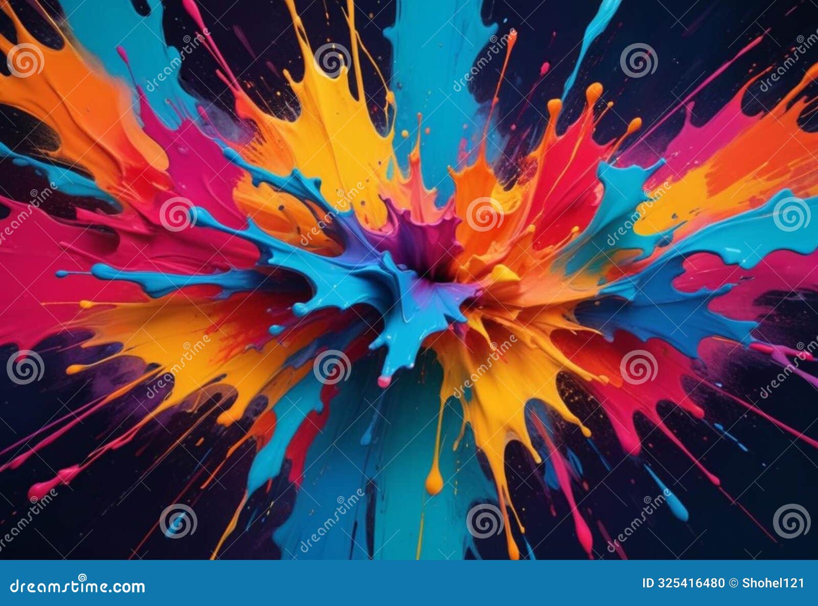 Explosive Color Symphony: Dynamic Abstract Paint Splash Art" Stock ...