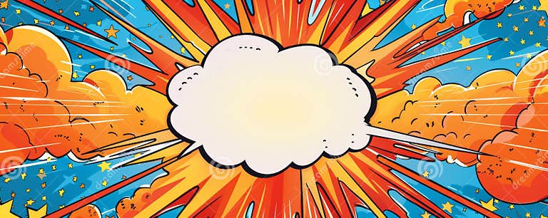 Explosive Comic Book Style Background with a Blank Speech Bubble and ...