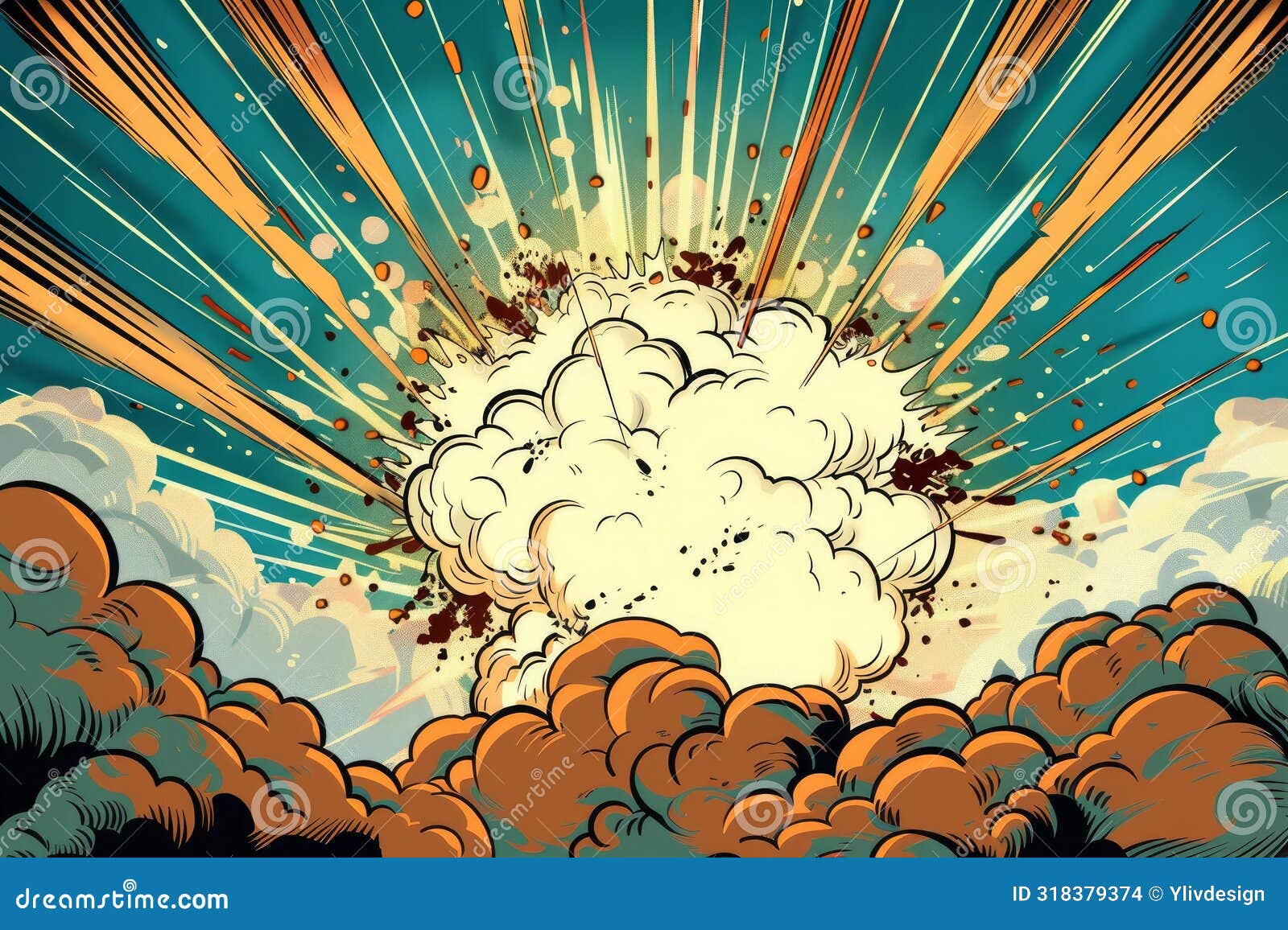 Explosive Comic Book Style Background Stock Illustration - Illustration ...
