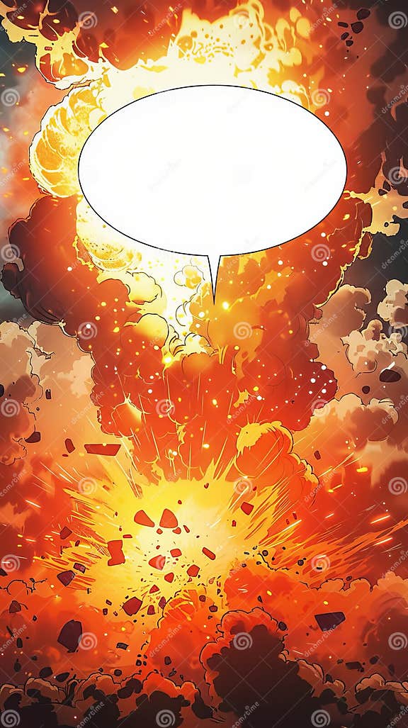 Explosive Comic-style Explosion with Speech Bubble Stock Photo - Image ...