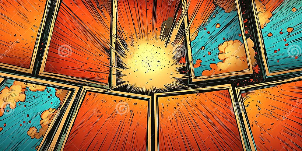 Explosive Comic Style Visual Featuring Vibrant Colors and Dynamic Graphic Design Elements Stock ...